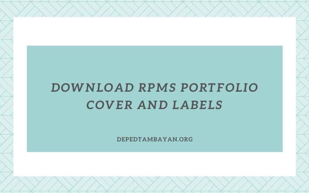 RPMS Portfolio Page Cover (Editable Word Format)