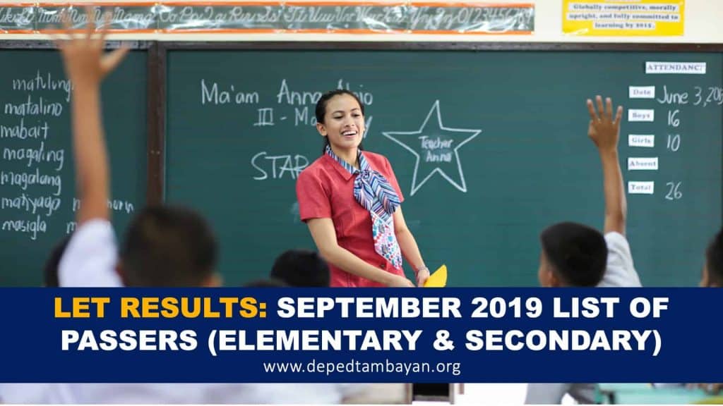 LET RESULT: March 2019 Elementary and Secondary Passers