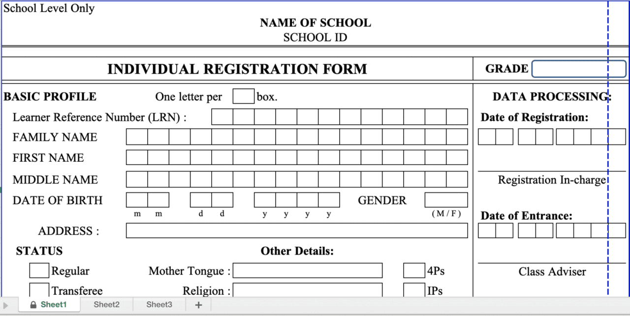Early Registration for SY 2020-2021 (Tarp. and Registration Form)