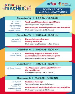 DepEd In-service Training (INSET) Schedule of TV and Online Activities